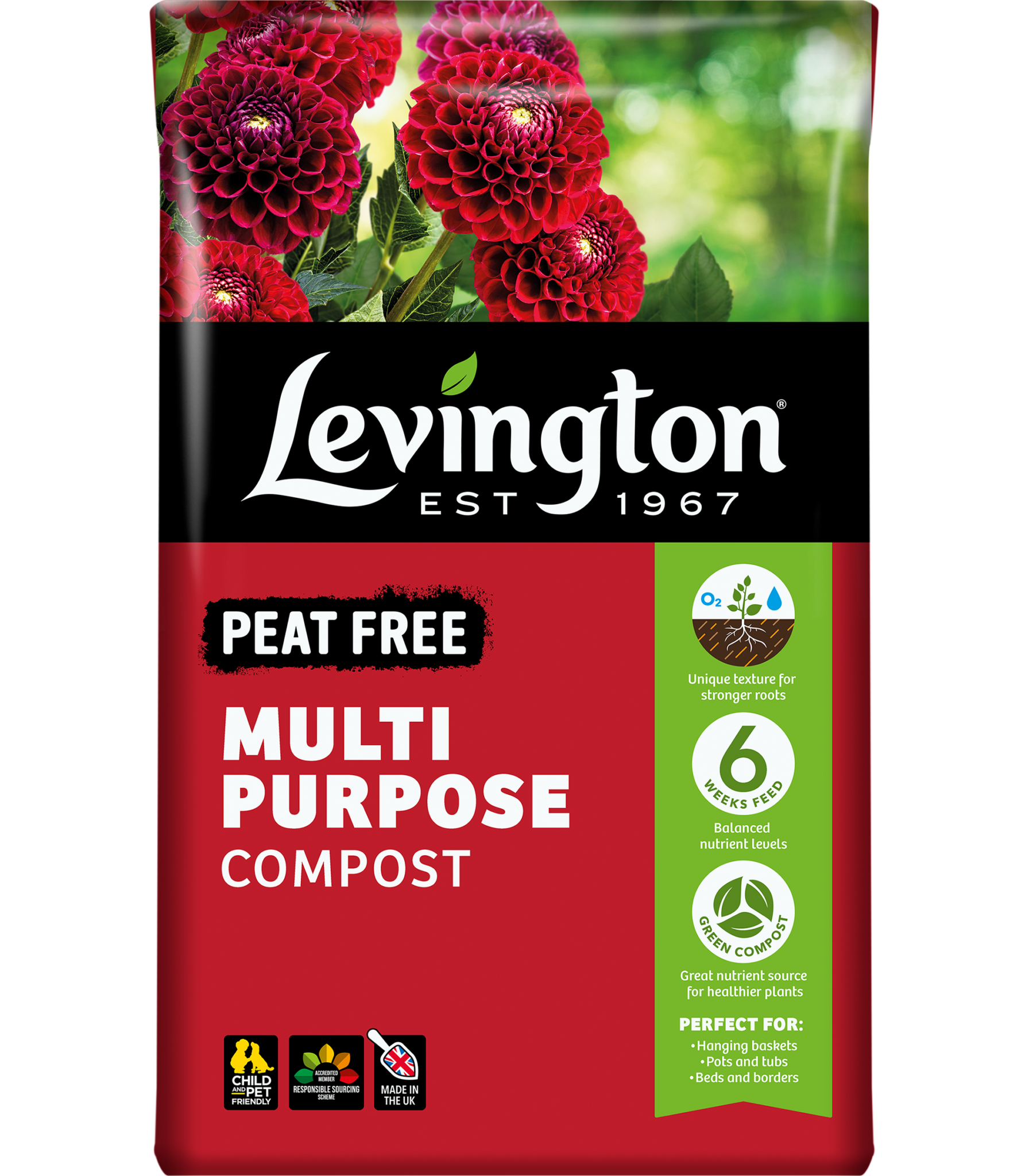 Levington Peat Free Multipurpose Compost 40ltrs - P&R Garden Supplies